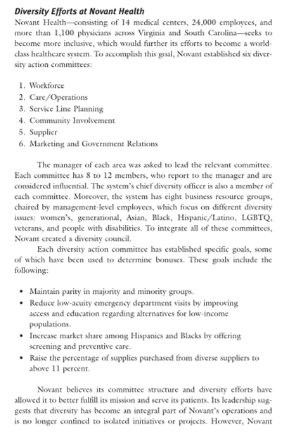 Solved Diversity Efforts at Novant Health Novant | Chegg.com