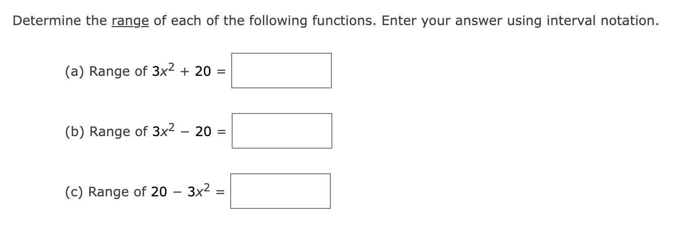 Solved Determine the range of each of the following | Chegg.com