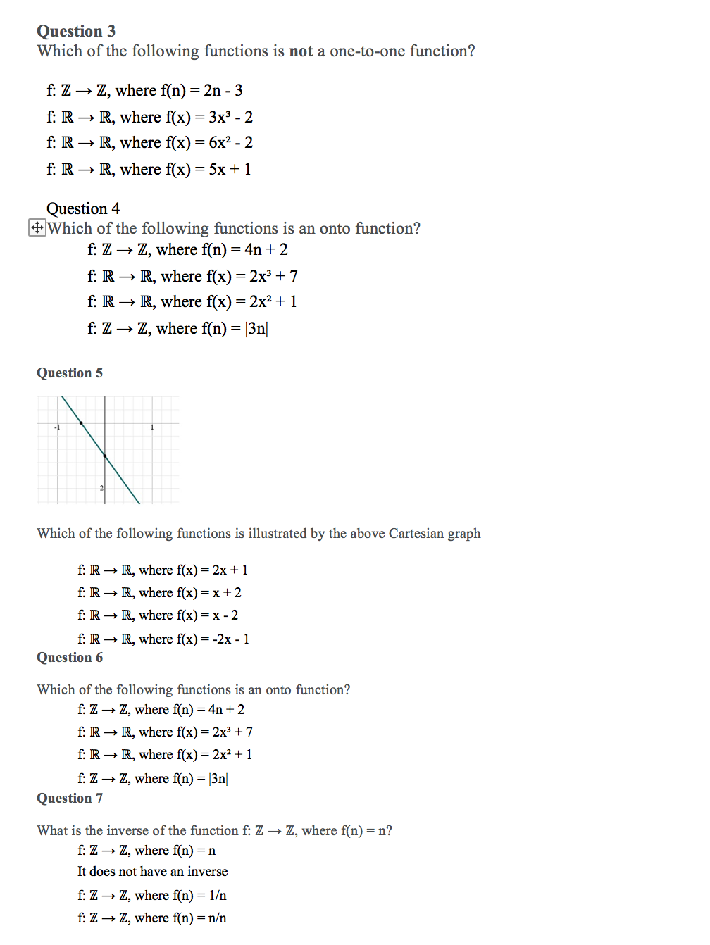 Solved Question 3 Which of the following functions is not a | Chegg.com