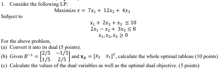 Solved 1. Consider the following LP: Maximize | Chegg.com