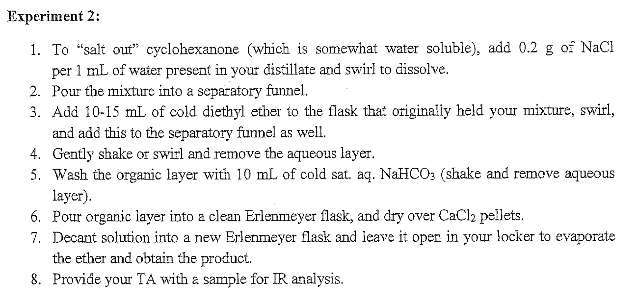 Solved Experiment 4: 1. Place 8 ml (0.075 mol) of | Chegg.com