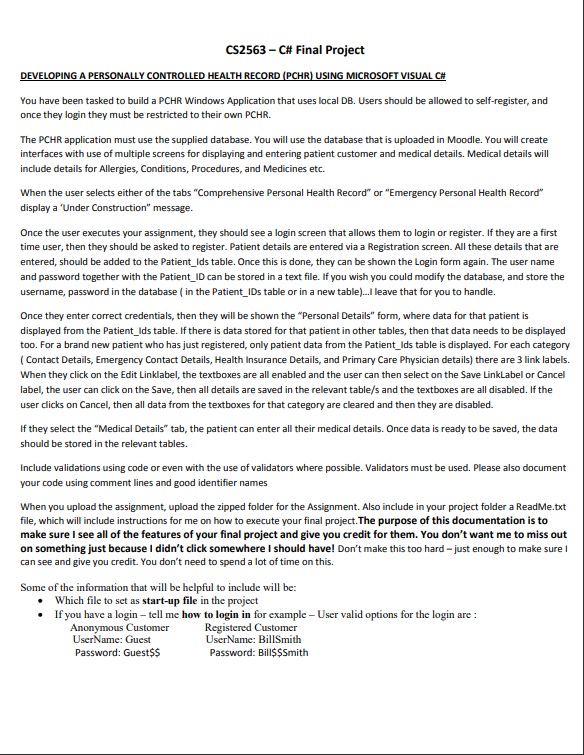 Solved DEVELOPING A PERSONALLY CONTROLLED HEALTH RECORD | Chegg.com