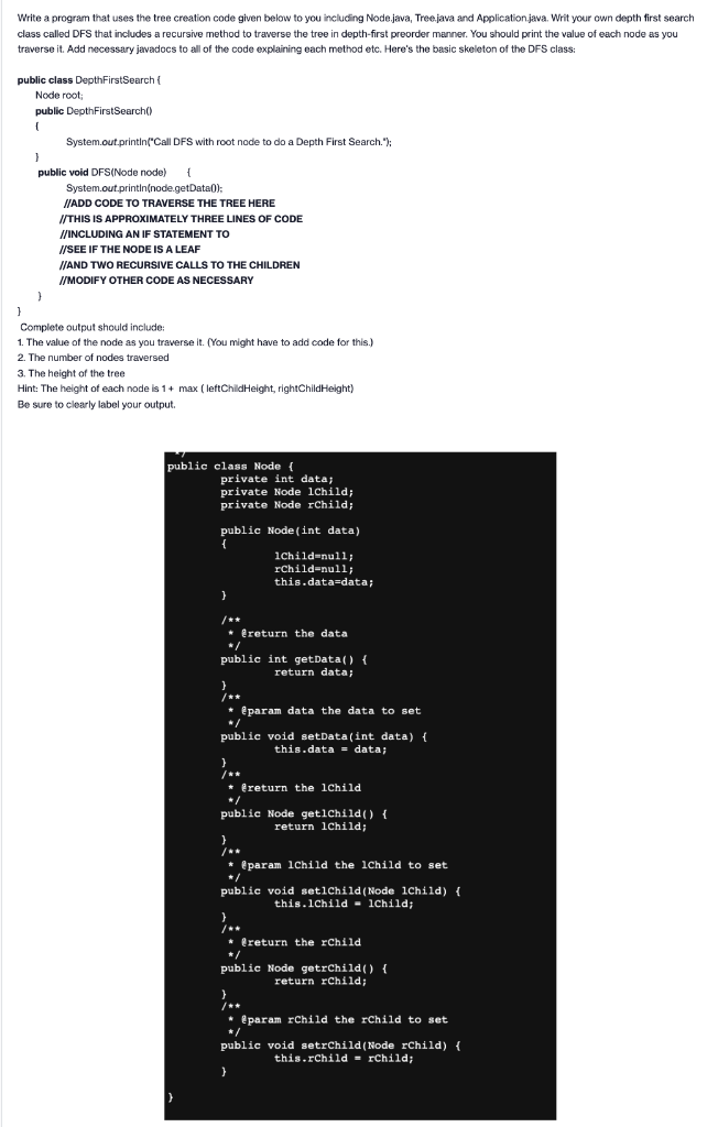 Solved Write a program that uses the tree creation code | Chegg.com