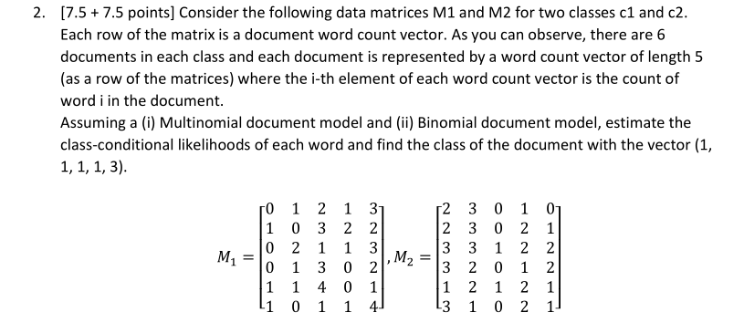 2. (7.5+ 7.5 points] Consider the following data | Chegg.com
