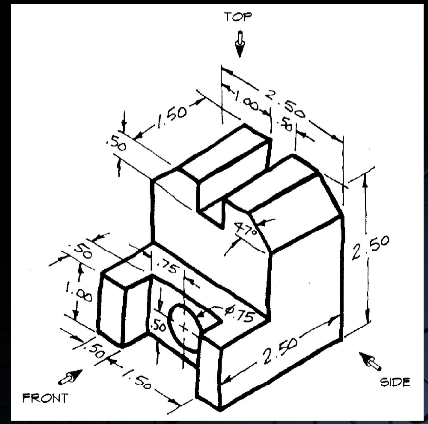 Solved What would be the front, side, and top view of this | Chegg.com