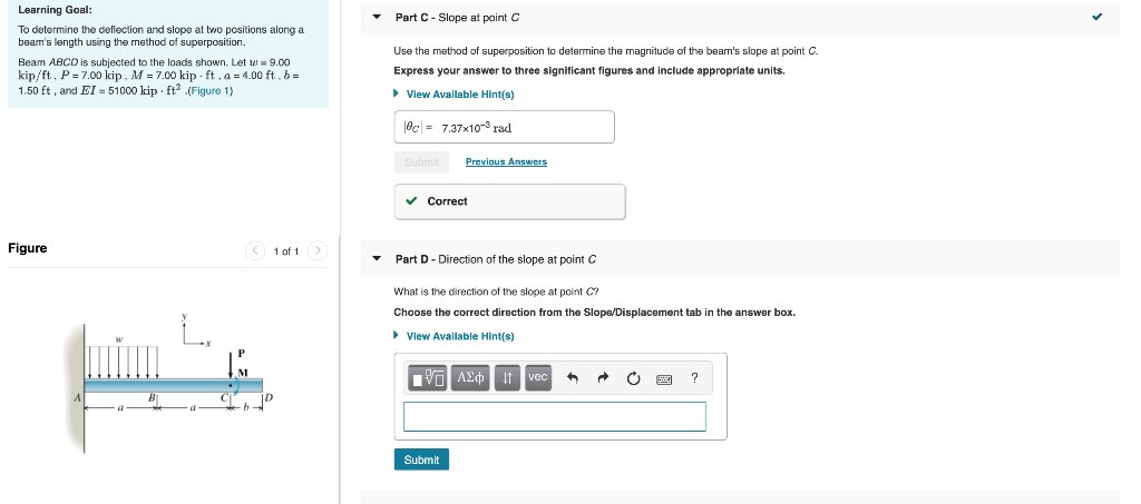 Solved Part A - Deflection at point C Learning Goal: To | Chegg.com