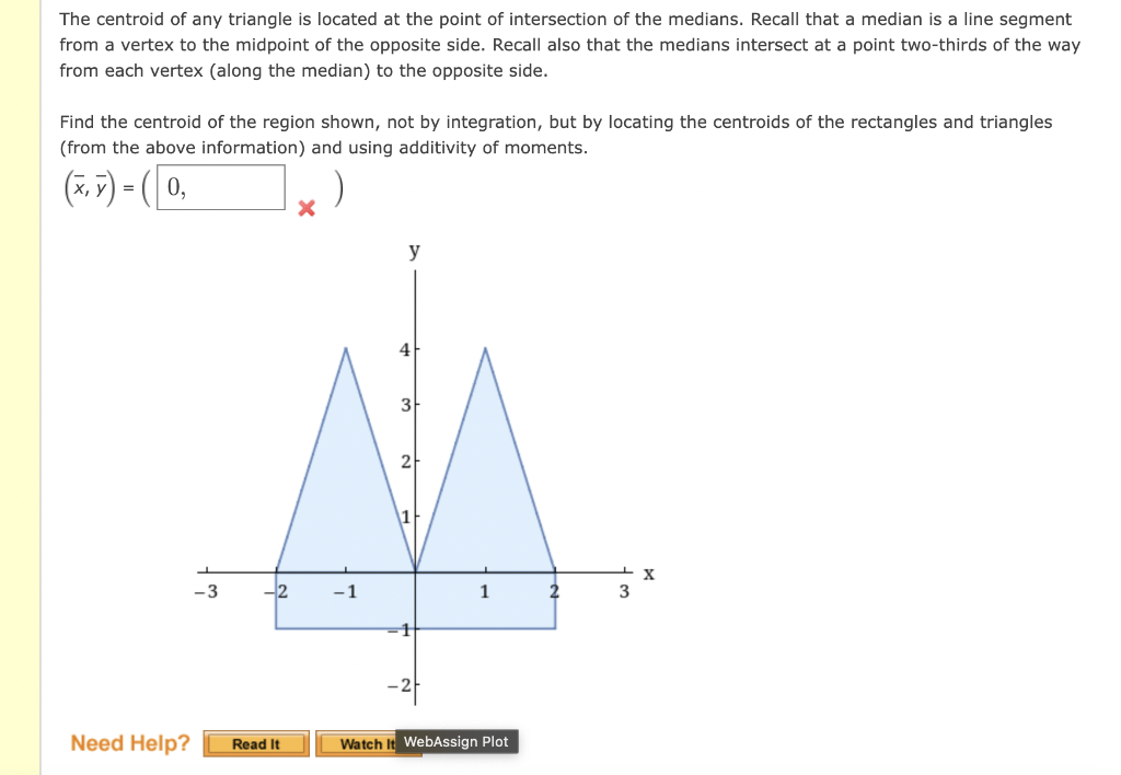 Solved The centroid of any triangle is located at the point | Chegg.com
