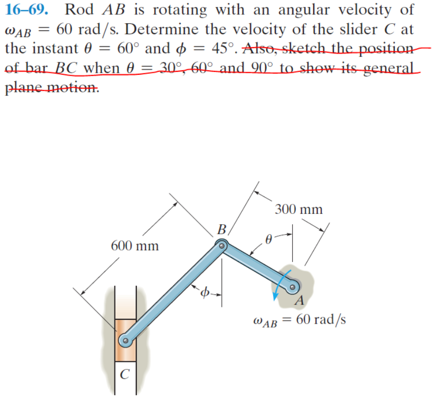 Solved 16-69. Rod AB is rotating with an angular velocity of | Chegg.com