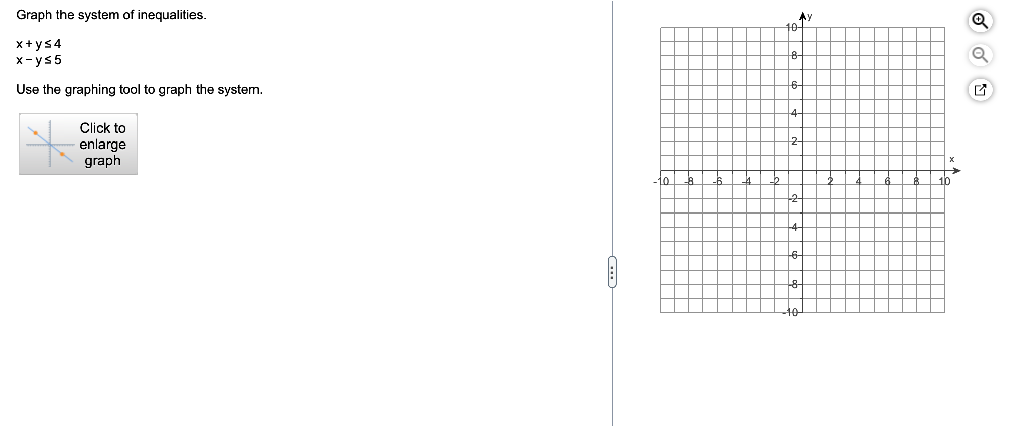 Solved Graph the system of inequalities. x+y≤4x−y≤5 Use the | Chegg.com