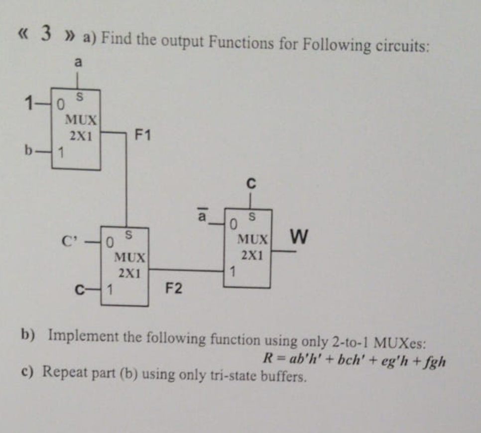 Solved « 3 » a) Find the output Functions for Following | Chegg.com