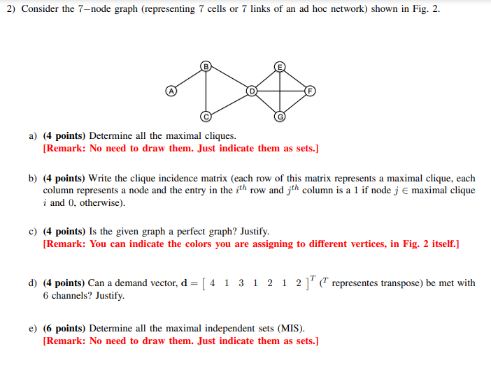 Solved 2) Consider the 7-node graph (representing 7 cells or | Chegg.com