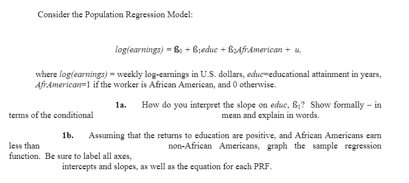Solved Consider the Population Regression Model: | Chegg.com