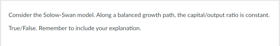 Solved Consider the Solow-Swan model. Along a balanced | Chegg.com