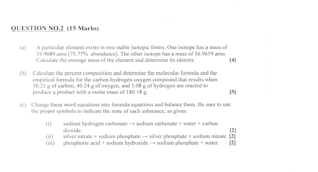 Solved QUESTION NO.2 (15 Marks) (a) A particular element | Chegg.com