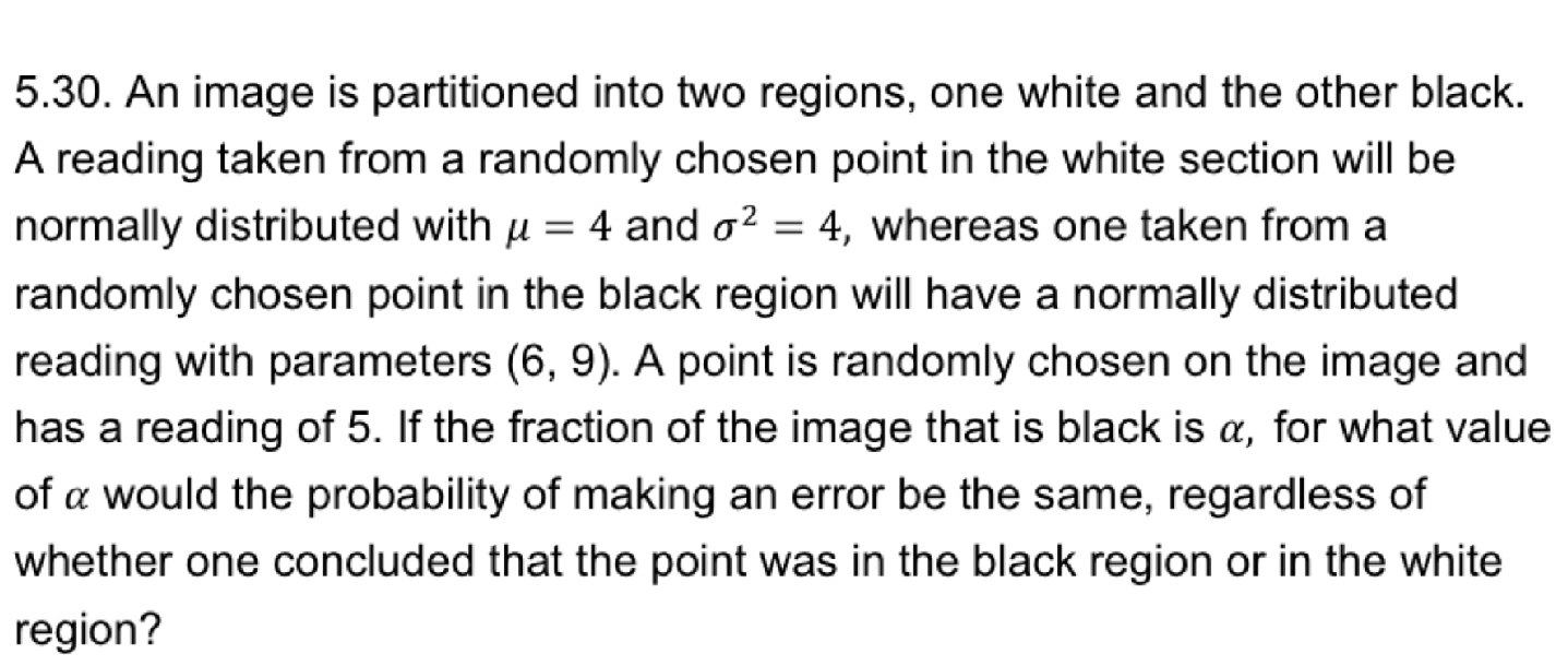 Solved 5.30. An image is partitioned into two regions, one | Chegg.com