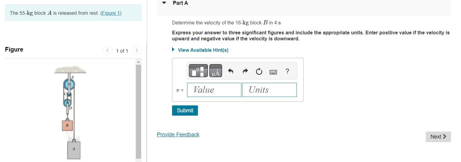 Solved The 55-kg block A is released from rest. (Figure 1) | Chegg.com Solved The 55-kg block A is released from rest. (Figure 1) | Chegg.com