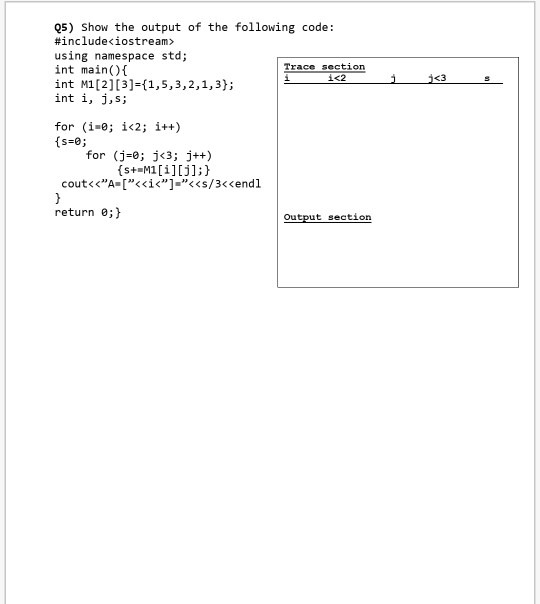 CMPE110 HW2 Q1) Trace the following code and show its | Chegg.com