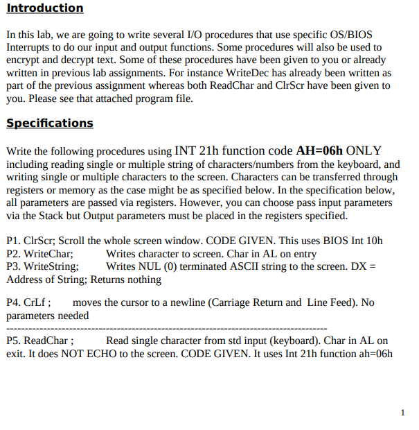 Introduction In this lab, we are going to write | Chegg.com