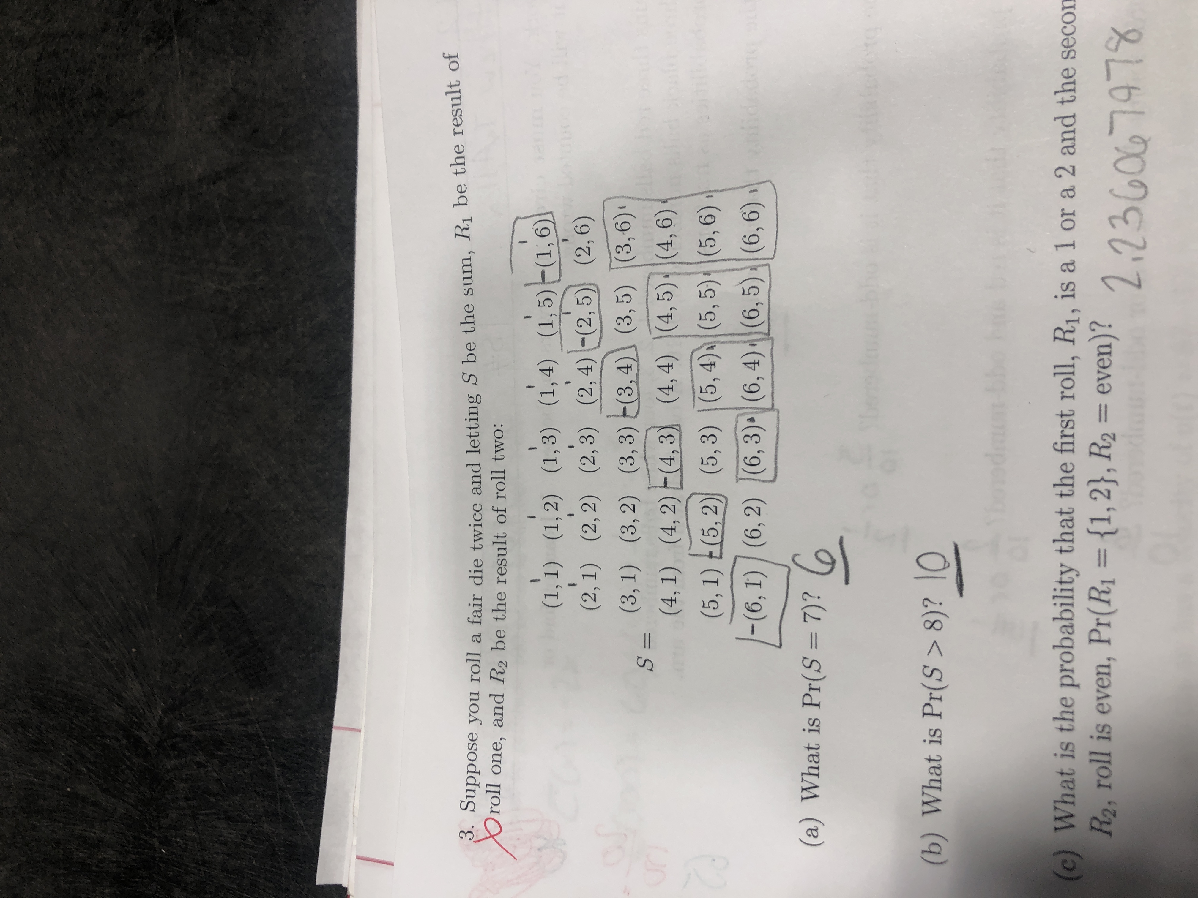 Solved Suppose you roll a fair die twice and letting S be | Chegg.com