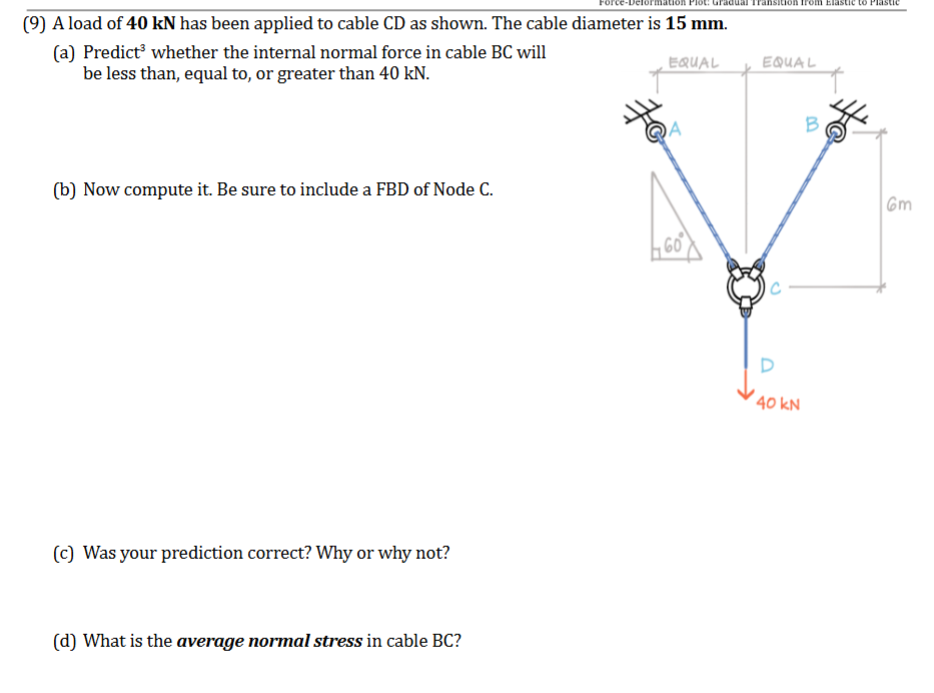 Solved (9) ﻿A load of \( \mathbf{4 0} \mathbf{~ k N} \) ﻿has | Chegg.com