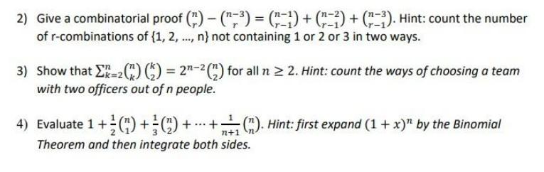 Solved 2) Give a combinatorial proof | Chegg.com