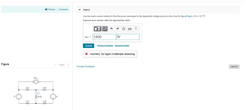 Solved Review| Constants Part A Use the mesh-current method | Chegg.com