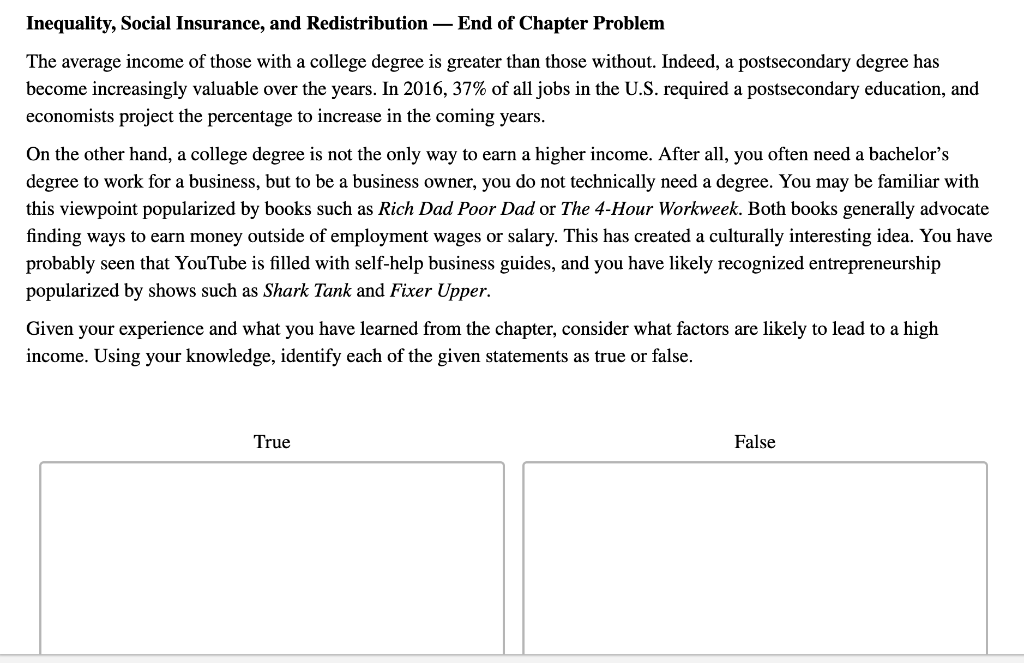 Solved Inequality, Social Insurance, and Redistribution - | Chegg.com