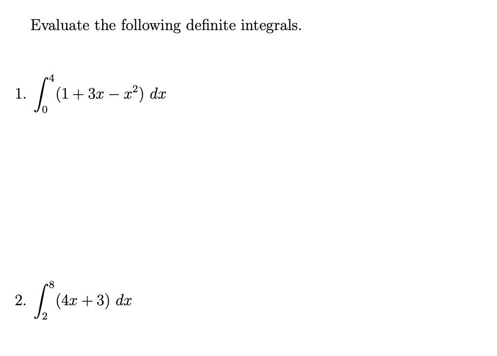 Solved Evaluate the following definite integrals. | Chegg.com