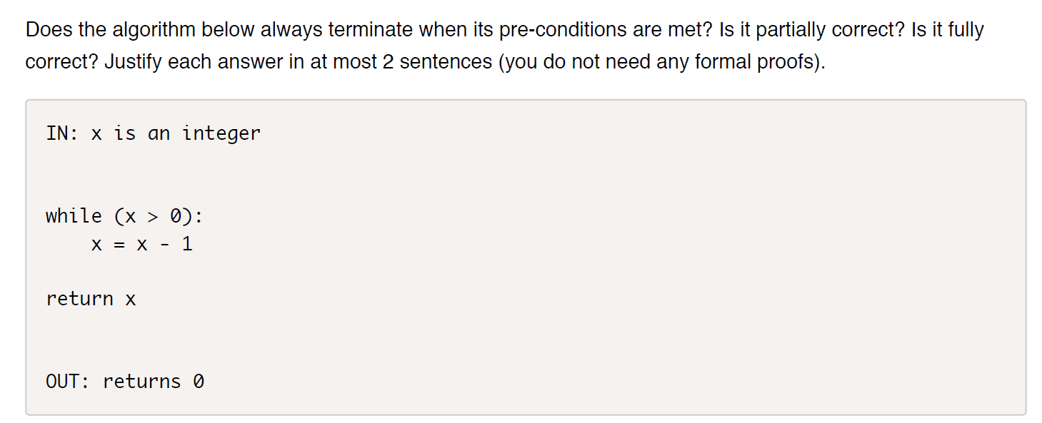 Solved Does the algorithm below always terminate when its | Chegg.com