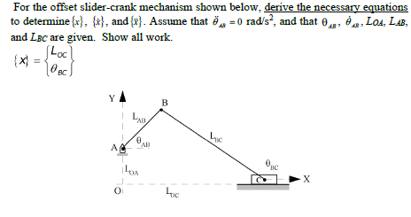 Solved For the offset slider-crank mechanism shown below, | Chegg.com