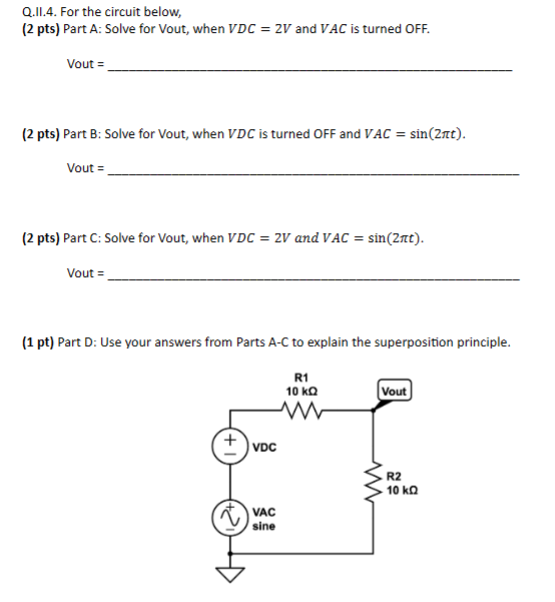 Solved Q.II.3. For the circuit below, (2 pts) Part A: Solve | Chegg.com