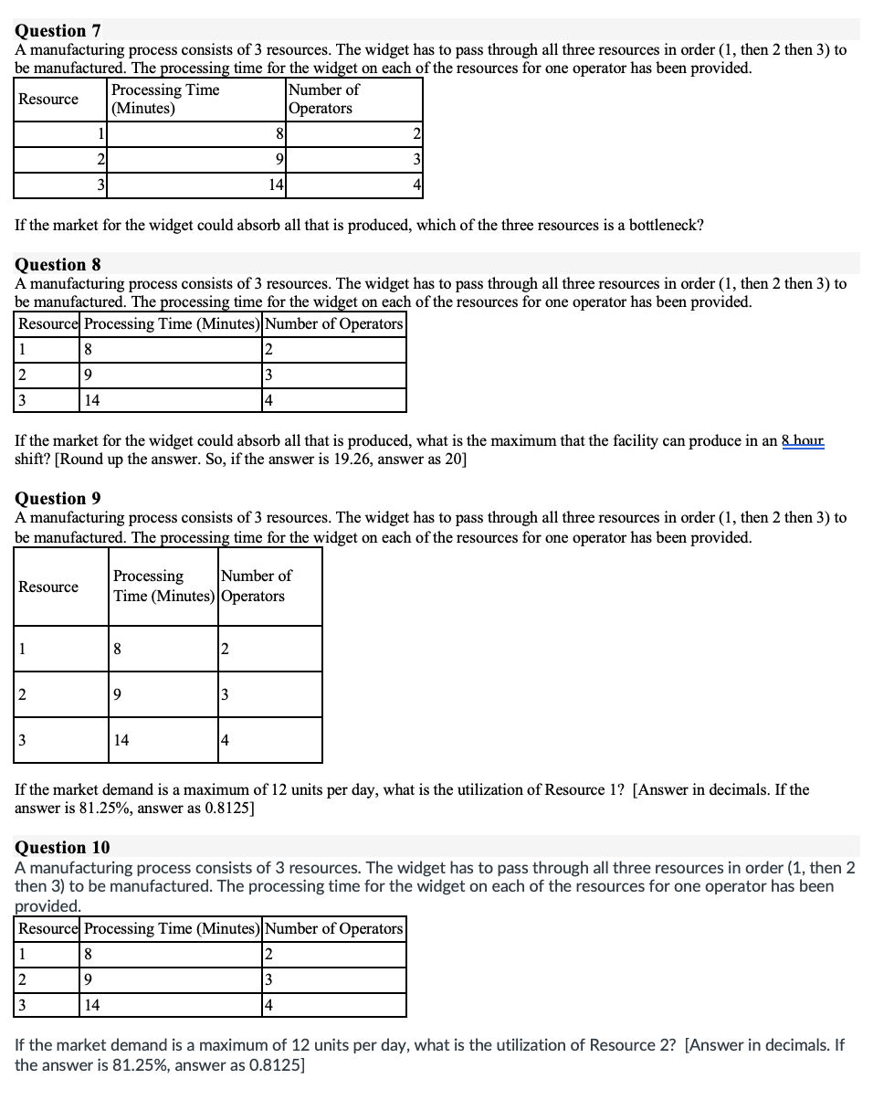 Solved Question 7 A manufacturing process consists of 3 | Chegg.com