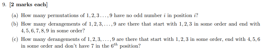 Solved 9. [2 marks each] (a) How many permutations of | Chegg.com