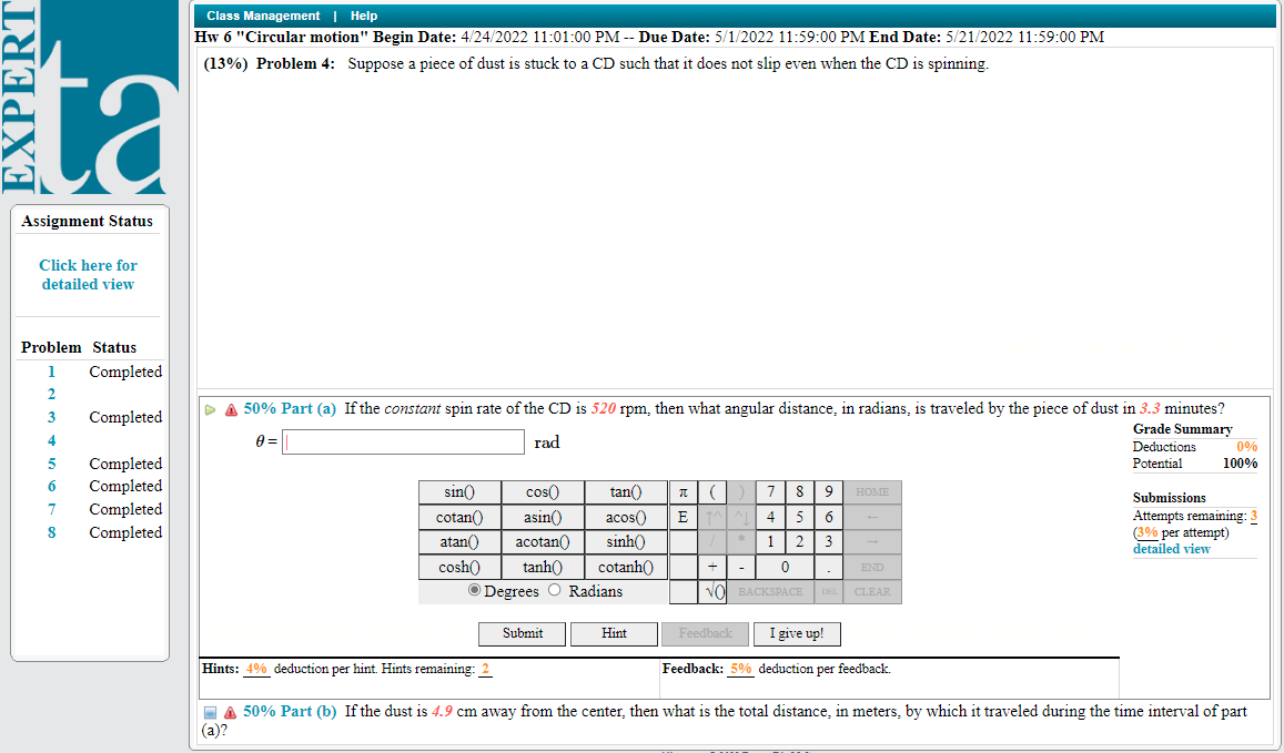 Solved Class Management | Help Hw 6 "Circular motion" Begin | Chegg.com