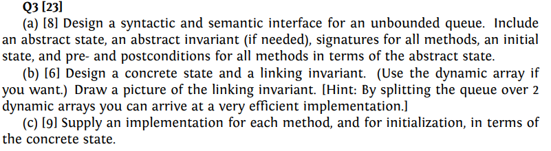 Solved (a) [8] Design a syntactic and semantic interface for | Chegg.com