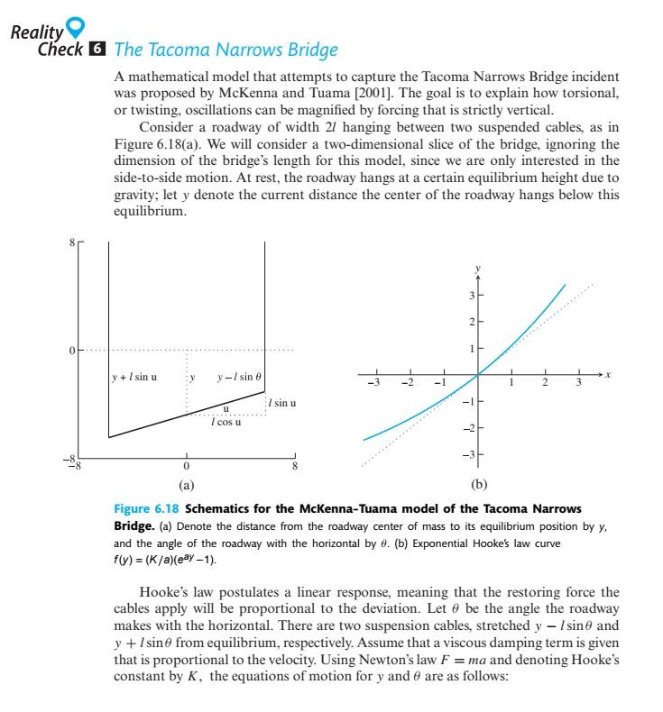 Solved 6 The Tacoma Narrows Bridge A mathematical model that | Chegg.com