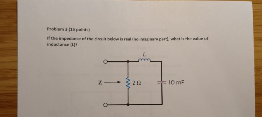 Solved Problem 3 (15 points) If the impedance of the circuit | Chegg.com