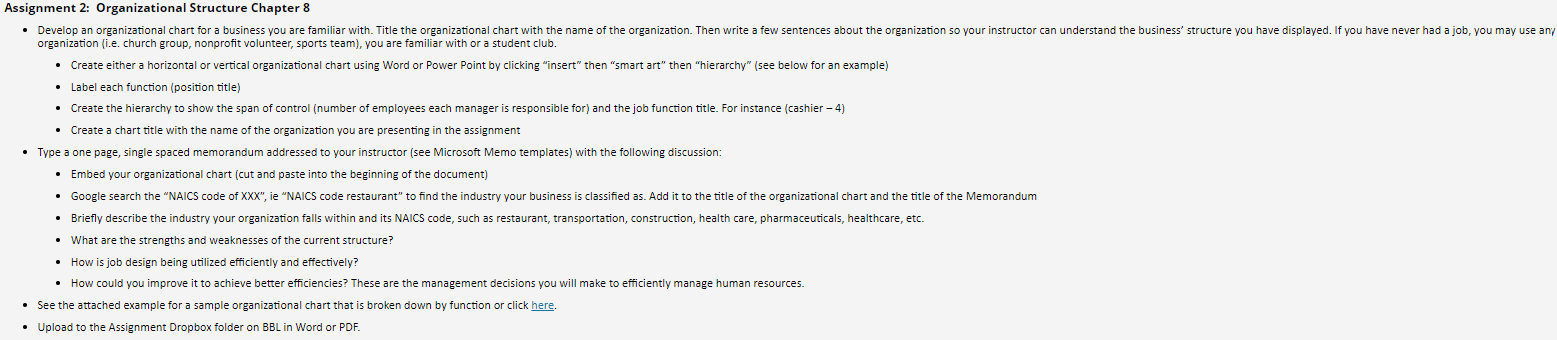 Solved Assignment 2: Organizational Structure Chapter 8 • | Chegg.com