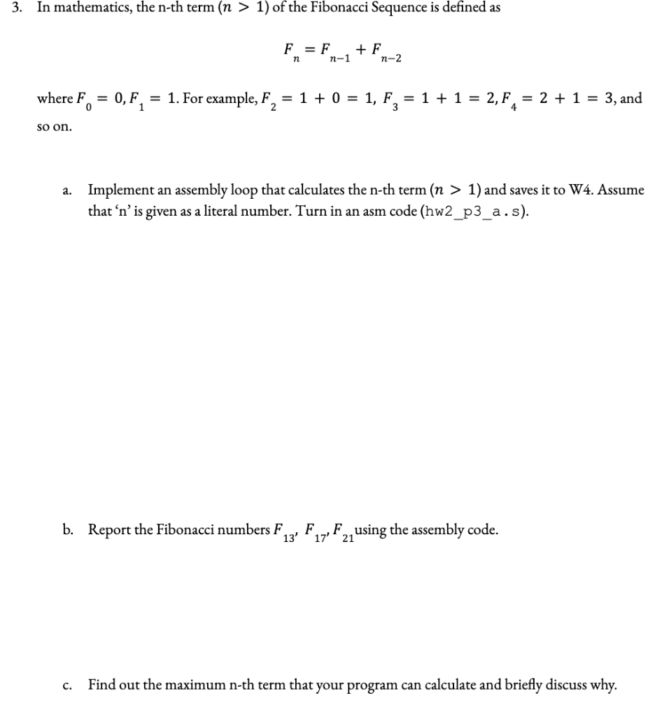 Solved 3. In mathematics, the n-th term (n > 1) of the | Chegg.com