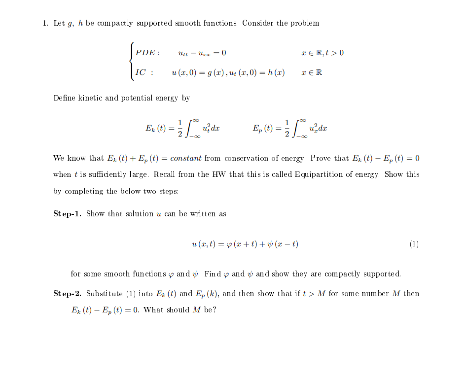 Solved 1. Let g, h be compactly supported smooth functions. | Chegg.com