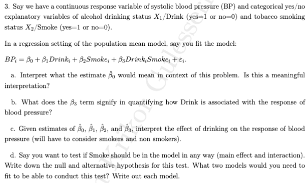 Solved 3. Say we have a continuous response variable of | Chegg.com