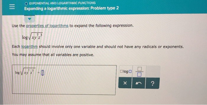 Solved O EXPONENTIAL AND LOGARITHMIC FUNCTIONS Expanding a | Chegg.com