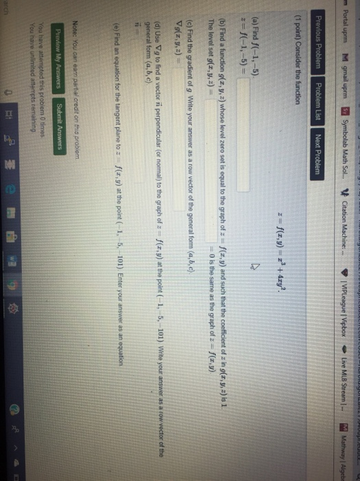 Solved Portal u (b) Find a function g(x, y,z) whose level | Chegg.com