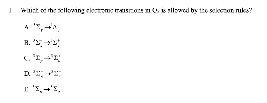 Solved Which of ﻿the following electronic transitions | Chegg.com