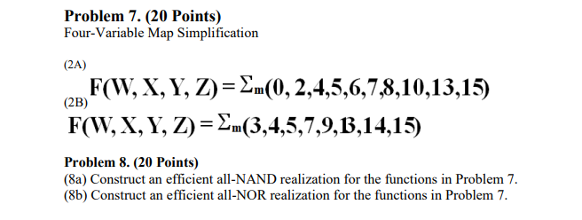 Solved Problem 7. (20 Points) Four-Variable Map | Chegg.com