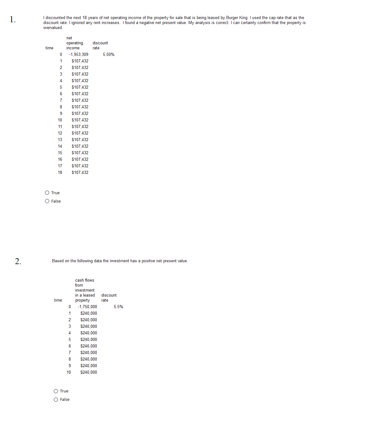 Solved 1. I discounted the next 18 years of net operating | Chegg.com