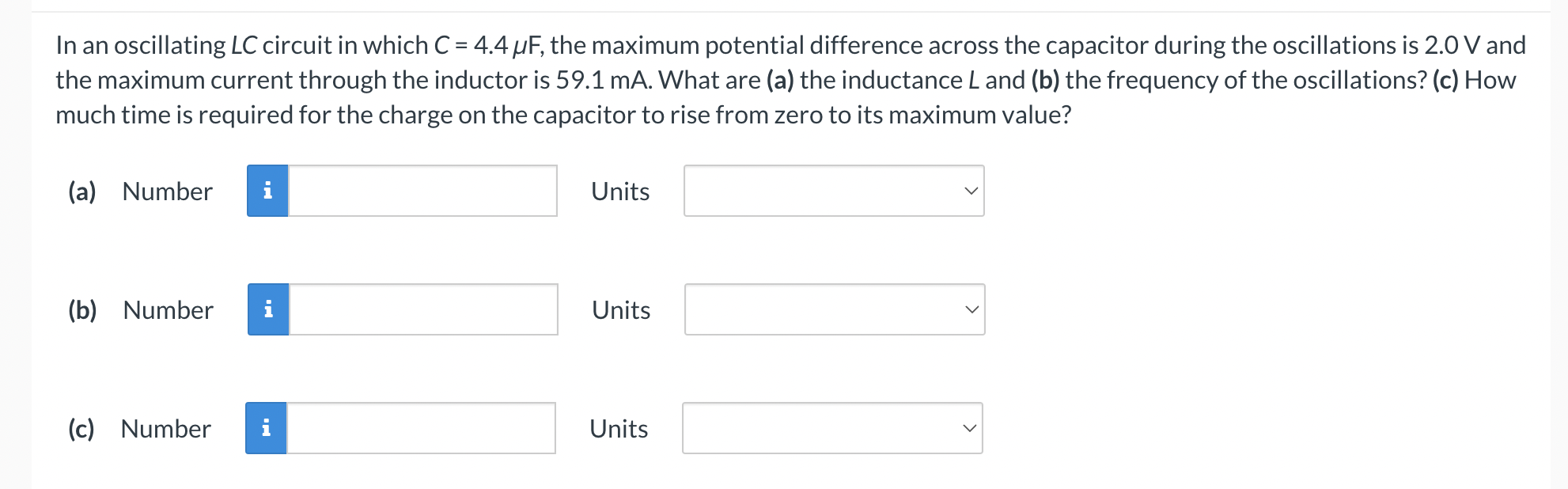 Solved In an oscillating LC circuit in which C=4.4μF, the | Chegg.com