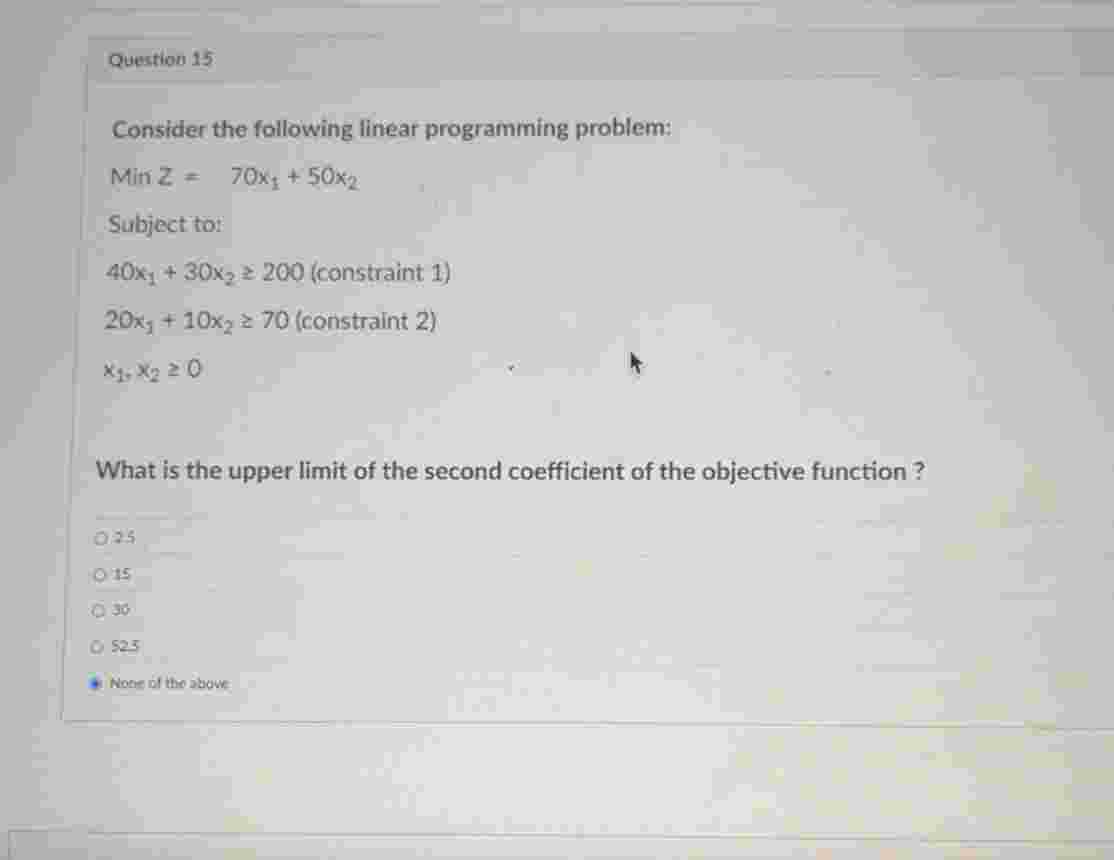 Solved Quetzion 15Consider the following linear programming | Chegg.com