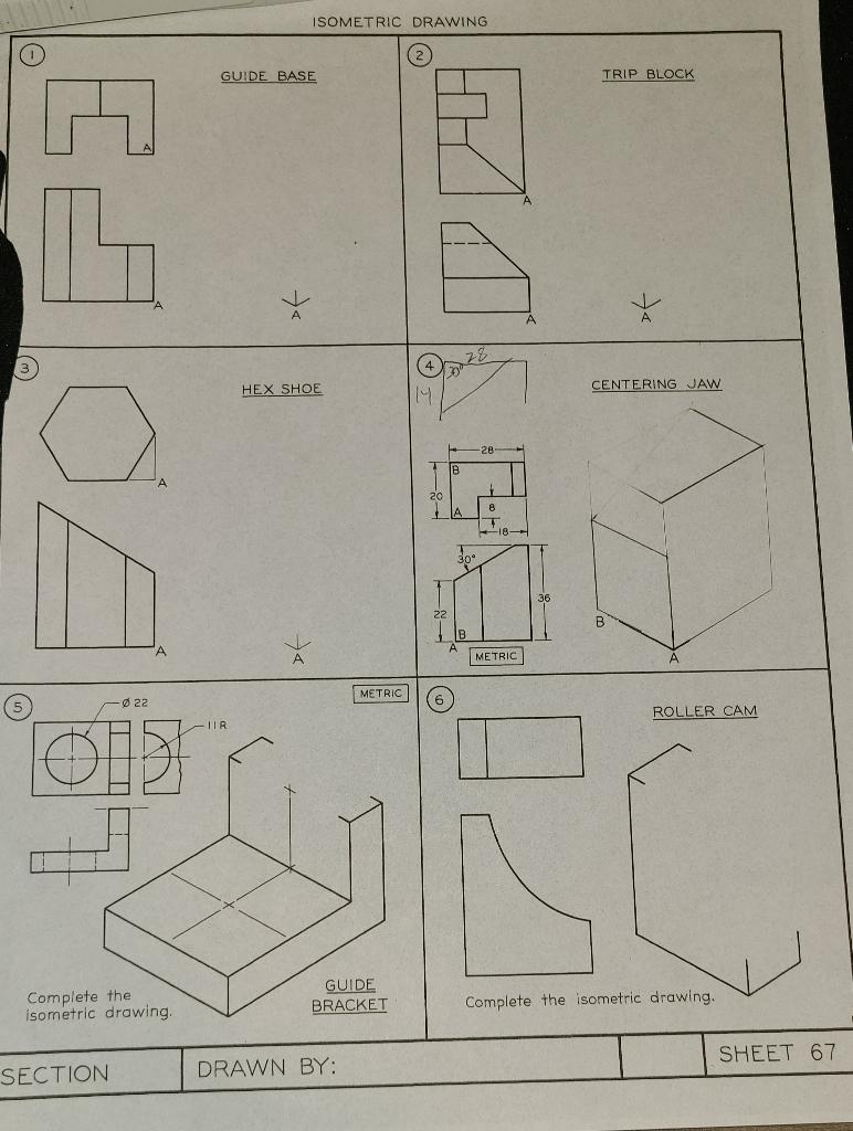 Solved ISOMETRIC DRAWING GUIDE BASE TRIP BLOCK ta EOA MUSE | Chegg.com