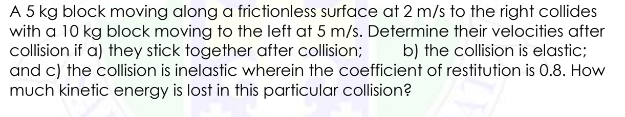Solved A 5 kg block moving along a frictionless surface at 2 | Chegg.com